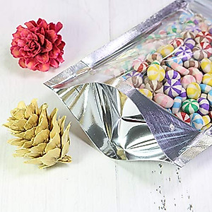 QQ Studio Clear Window Aluminum Mylar Heat Sealable Standup QuickQlick™ Bags (100 Pack) (Clear/Silver, Standup 2oz)