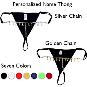 Custom Waist Chain for Women, Personalized DIY Name Alphabet Underwear Panties Body Jewelry Chain Birthday Valentine's Day Gift (1-10 letters, Blue)