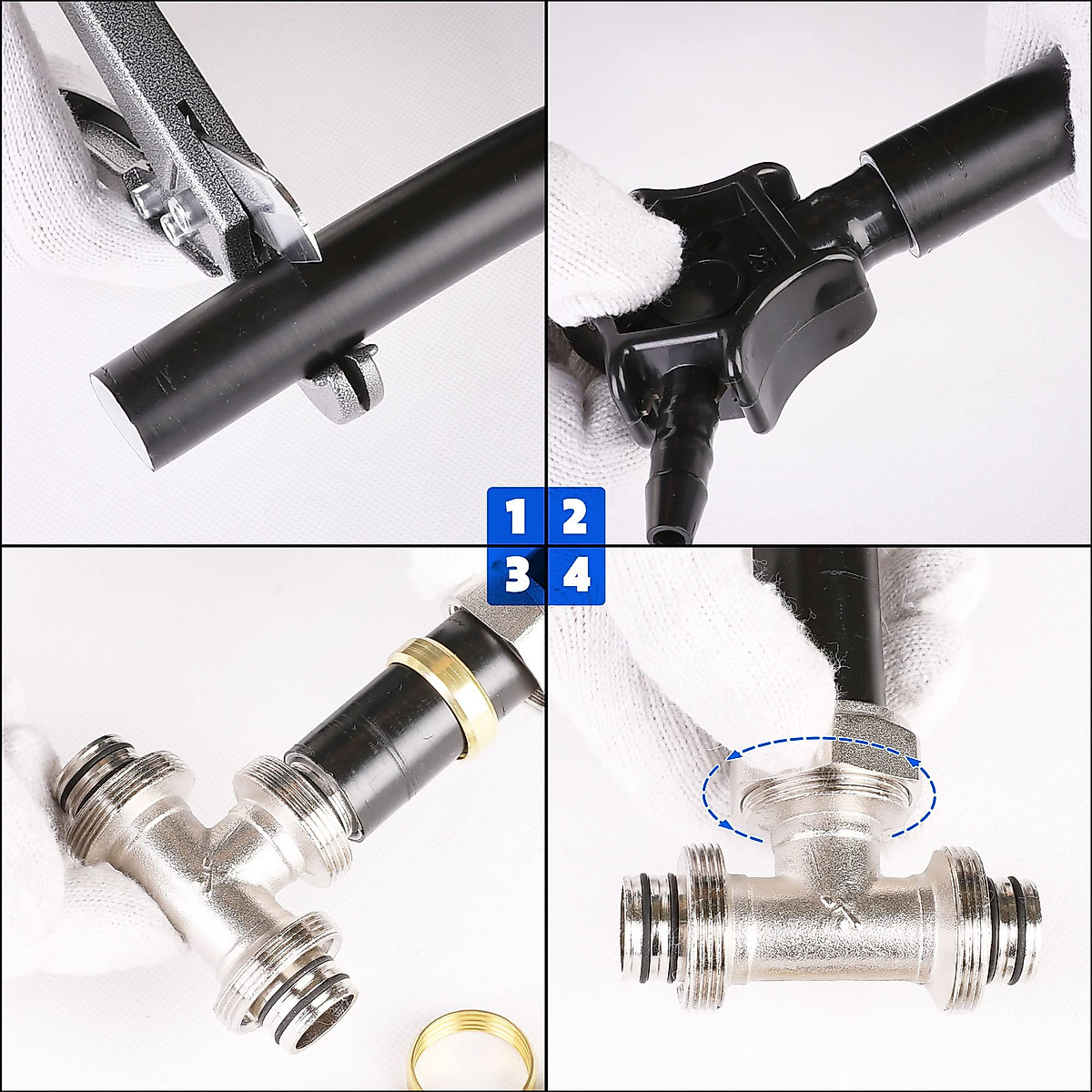 ANCIMOON 2PCS 3/4’’ Tee Air Piping Fittings, 3/4’’ Tubing x 3/4’’ Tubing x 3/4’’ Tubing, Brass-Nickel Plated, 200PSI Working Pressure, Air Line Fittings for Shop Garage Compressed Air Tube System