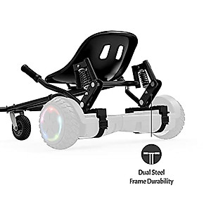 Jetson JetKart 2.0 Universal Hoverboard Attachment, 6" Tire, Bucket Seat, Adjustable Footrest Accommodates Most Heights, Ages 12+, Black, JKAR20-BK