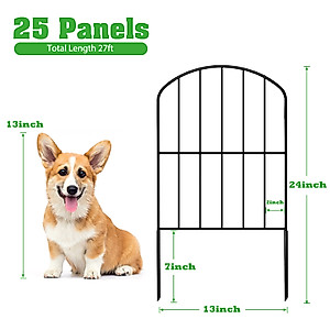 OUSHENG Decorative Garden Fence 25 Panels, Total 27ft (L) x 24in (H) Rustproof Metal Wire Fencing Border Animal Barrier, Flower Edging for Landscape Patio Yard Outdoor, Arched