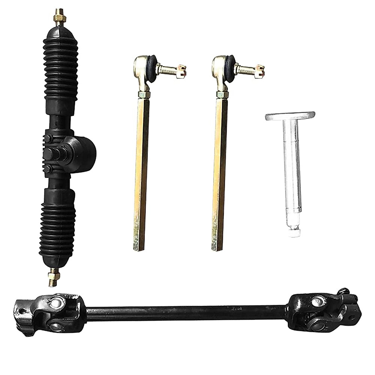 Togarhow 270mm Steering Wheel Assembly with Tie Rod Rack Adjustable Shaft and Front Wheel Hubs with Steering Knuckle Kit Full Steel Off-Road Gear Rack Fit for 110cc 125cc Go Kart Bike(10.6")