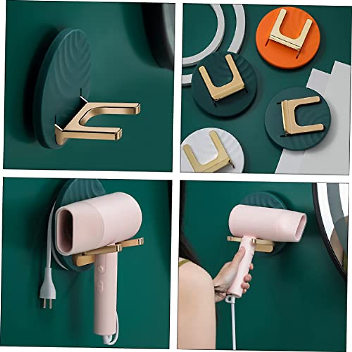 Angoily 2pcs Hair Dryer Holder Hair Dryer Wall Mount Hairdryer Holder Broom Wall Mount Holder Hair Blow Dryer Rack Hair Care Tools Holder Wall Hair Styling Tool Holder Toilet Accessory