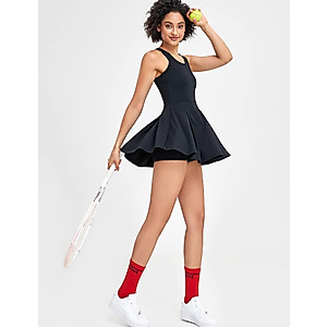 1a1a Tennis Dresses for Women, Golf Apparel and Golf Dresses for Women with Inner Shorts and Pockets, Women’s Athletic Dress for Workouts Black Medium