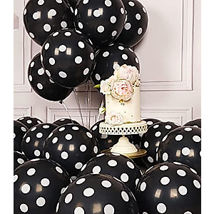 SULALABOO 63PCS Black Polka Dot Balloons 12 Inch Latex Helium Round Party Balloons Kit for Birthday Party Decorations