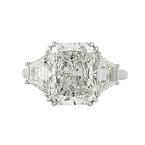 BeBold 3Ct Radiant Trapezoid Cut Simulated Diamond CZs Trilogy Engagement Ring for Women White Gold Plated