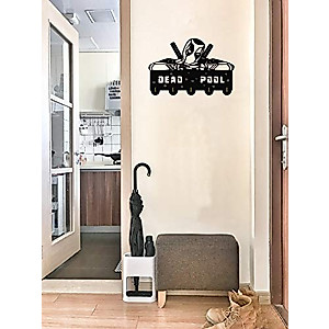 YSdesign Deadpool Key Hooks-Marvel Super Hero Wall Hooks Heavy Duty 20LB(Max),Wade Winston Wilson Wall Décor,Wood Coat Hooks, Key Holder,Key Hanger for Wall、Entryway and Kitchen