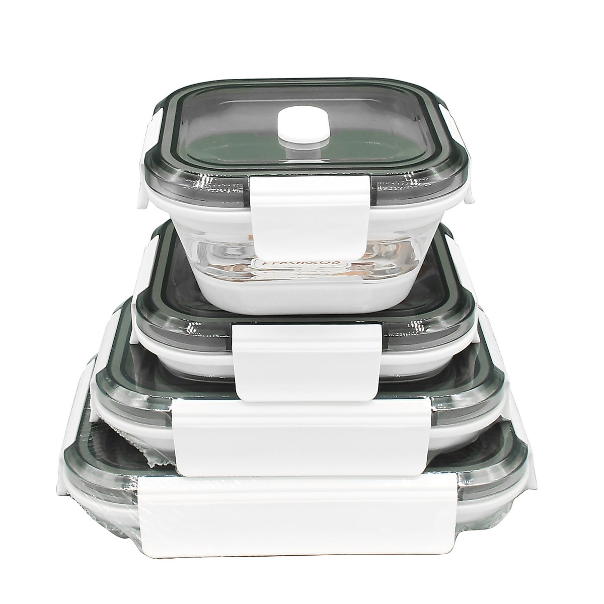 CAMPWOLF Collapsible Food Storage Containers with Lid,Set of 4,Microwave Freezer Dishwasher Safe,BPA Free, Leakproof (Rectangular)