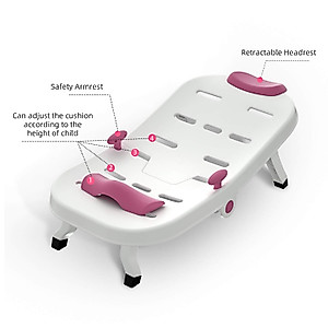 Fedicelly Toddler Shampoo Chair Bather Girls, Kids Hair Washing Bath Seat, Children Head Hair Rinser Salon Chair(Pink)