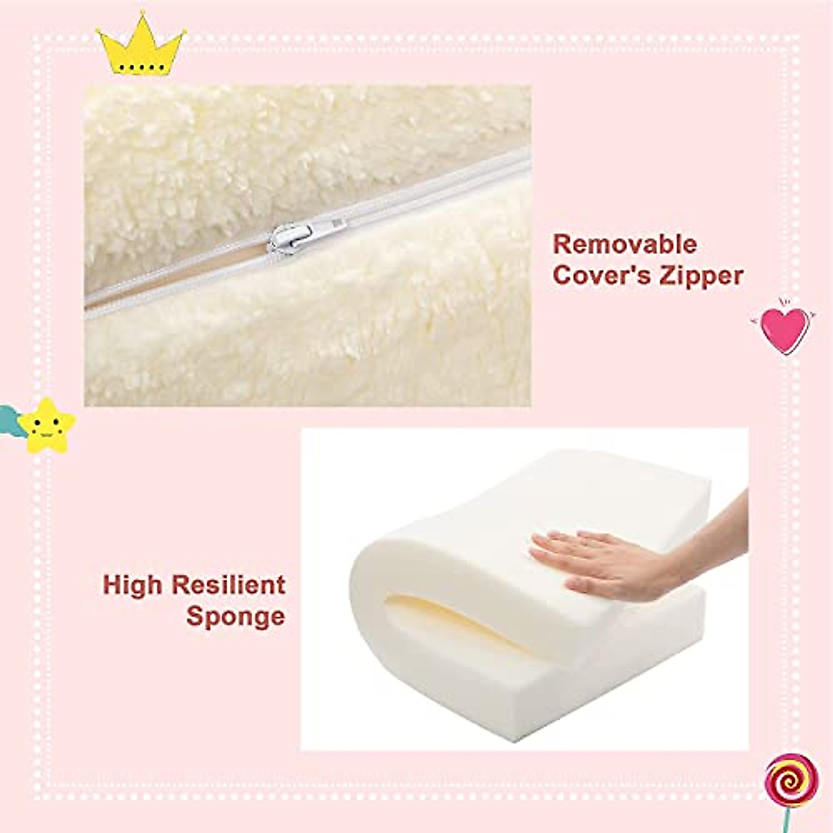 ALIMORDEN 2-in-1 Flip Out Extra Wide Cuddly Sherpa Toddler Couch, Convertible Sofa to Lounger, Cream