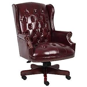 Boss Office Products Wingback Traditional Chair Vinyl in Burgundy