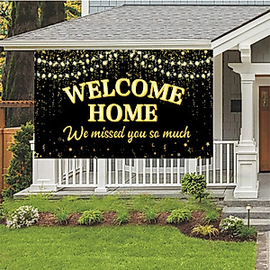 LOONELO Welcome Home Backdrop Banner Decorations with 70.8"X43.3"，We Missed You So Much Backdrop Photo Booth Props, Welcome Home Sign for Graduation Retirement Military Army Homecoming Decorations