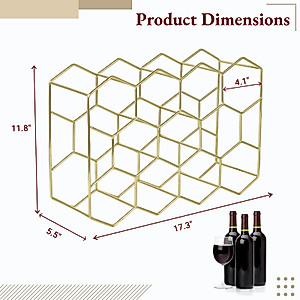 IKITEE Countertop Wine Rack, 14 Bottles Tabletop Wine Holder - No Assembly Required, 3 Tier Freestanding Gold Wine Bottle Organizer, Wine Storage Holder for Kitchen Cabinet Pantry Bar