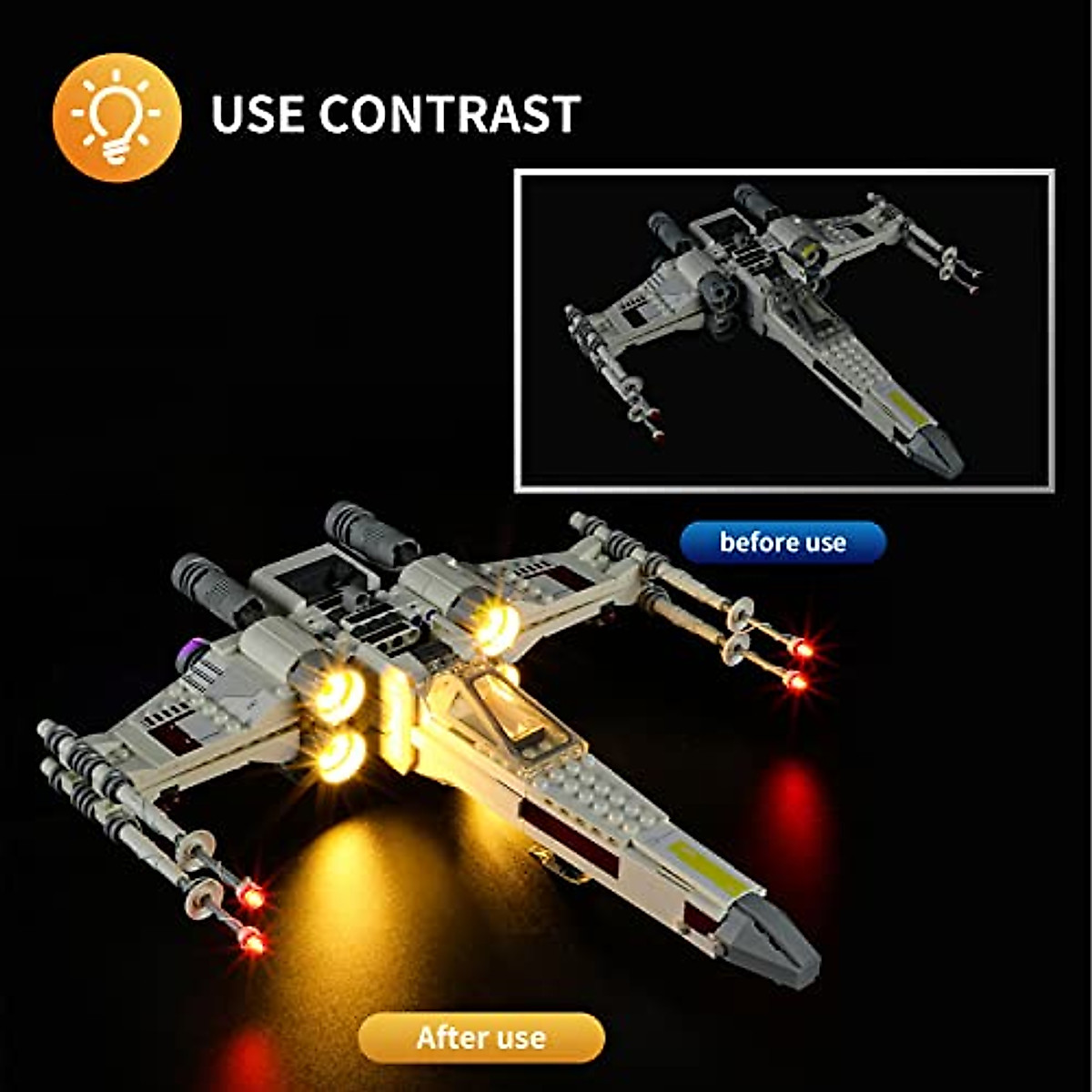 Vaodest LED Light for Lego Star War Luke Skywalker X-Wing 75301 Set,Design and Configuration Compatible with Model 75301(LED Light Only, Not Building Block Kit)