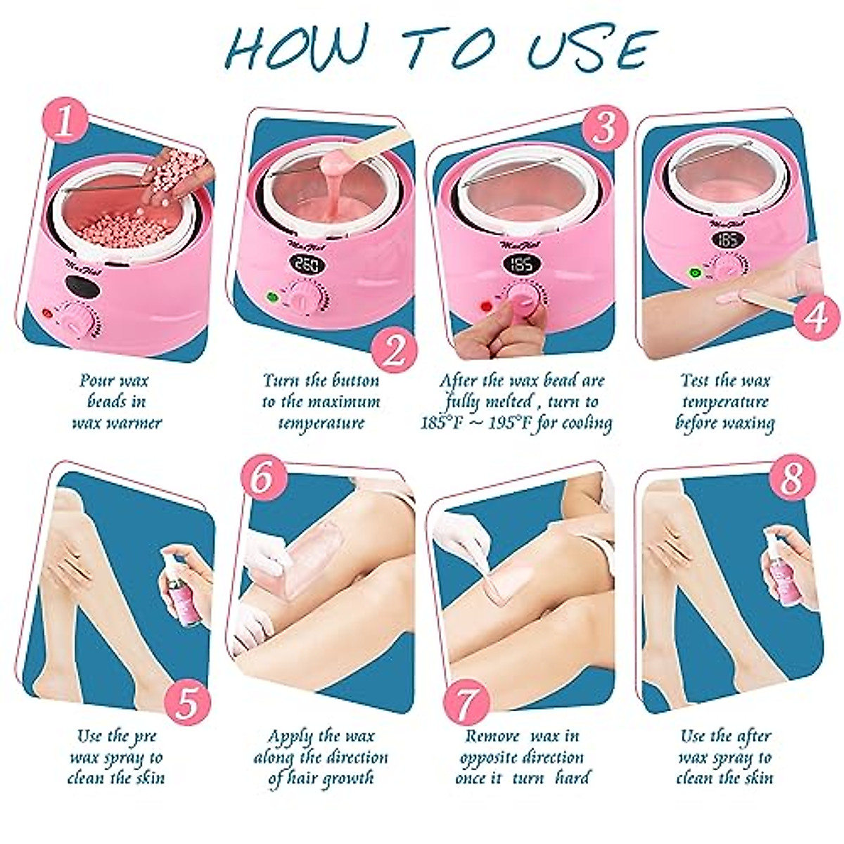 Wax Machine, Hard Wax Kit for Hair Removal MaxFlat Wax Pot at Home Waxing Kit for Women with 4 Bag Rose Hard Wax Beans 14.1oz, 20 Wax Applicator Sticks for Full Body