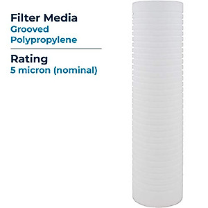 SpiroPure SP-AP110 10x2.5 5 Micron Grooved Melt-Blown Polypropylene Sediment Water Filter Cartridge SGC-25-1005 AP110 (Case of 24)