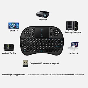 Mini Wireless Keyboard 2.4GHz Touch-pad Mouse Combo Plus OTG Cable - TV xStream, Compatible with Firesticks, Android TV Box, IPTV, 4K Media Stick, Smart TV, PC, X-Boxes +More