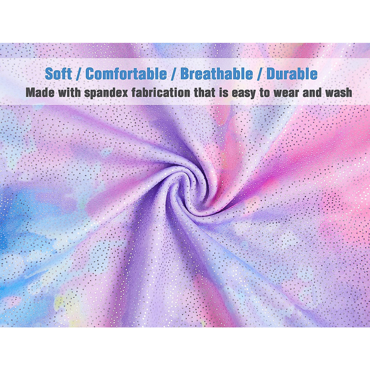 TENVDA Girls Gymnastics Leotards Toddler Kids Tumbling Outfit Size 2t 3t Sparkle Purple Tie Dye Long Sleeve Bodysuits
