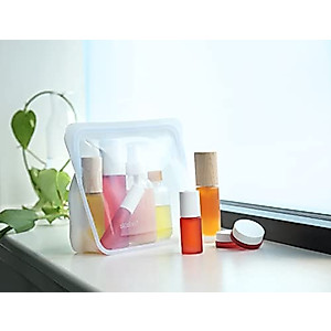 Stasher Silicone Reusable, Stand-Up Mid (Clear) | Food Meal Prep Storage Container | Lunch, Travel, Makeup, Gym Bag | Freezer, Oven, Microwave, Dishwasher Safe, Leakproof