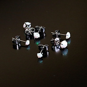 Body Candy Stainless Steel White Synthetic Opal Post Stud Earring Pack of 3