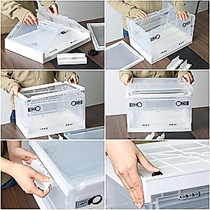 Homeforce Closet Organizers and Storage - Stackable Storage Bins with Lids and Wheels, 23 Gal Collapsible Plastic Storage Containers, 2 Pack Foldable Box for Dorm Bedroom Organizing,White