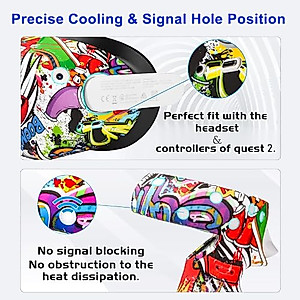 Relohas VR Accessories for Oculus Quest 2, Silicone Set for Meta Quest 2, Include Controller Grip Leather Cover, VR Shell Cover, Face Cover, Lens Cover and 10PCS Disposable Eye Cover(Street Graffiti)