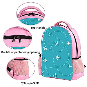 Bookbags Travel Bag for Girls Casual Backpack Daypack, cartoon airplane route