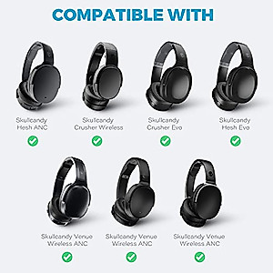 Crusher Wireless Headphones Pads, Comfortable Hesh 3 Earpads Replacement Ear Muffs Cushions Compatible with Skullcandy Crusher Evo/Crusher ANC/Crusher Wireless, Hesh 3/Hesh ANC/Hesh Evo Headphones