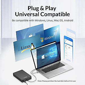 ORICO Hard Drive Enclosure 2.5'' Type C USB 3.1 Gen 1 to SATA 6Gbps External HDD Enclosure for SATA III SSD HDD 9.5/7mm External Hard Drive Case Compatible with PC, Laptop, TV, PS4, Xbox