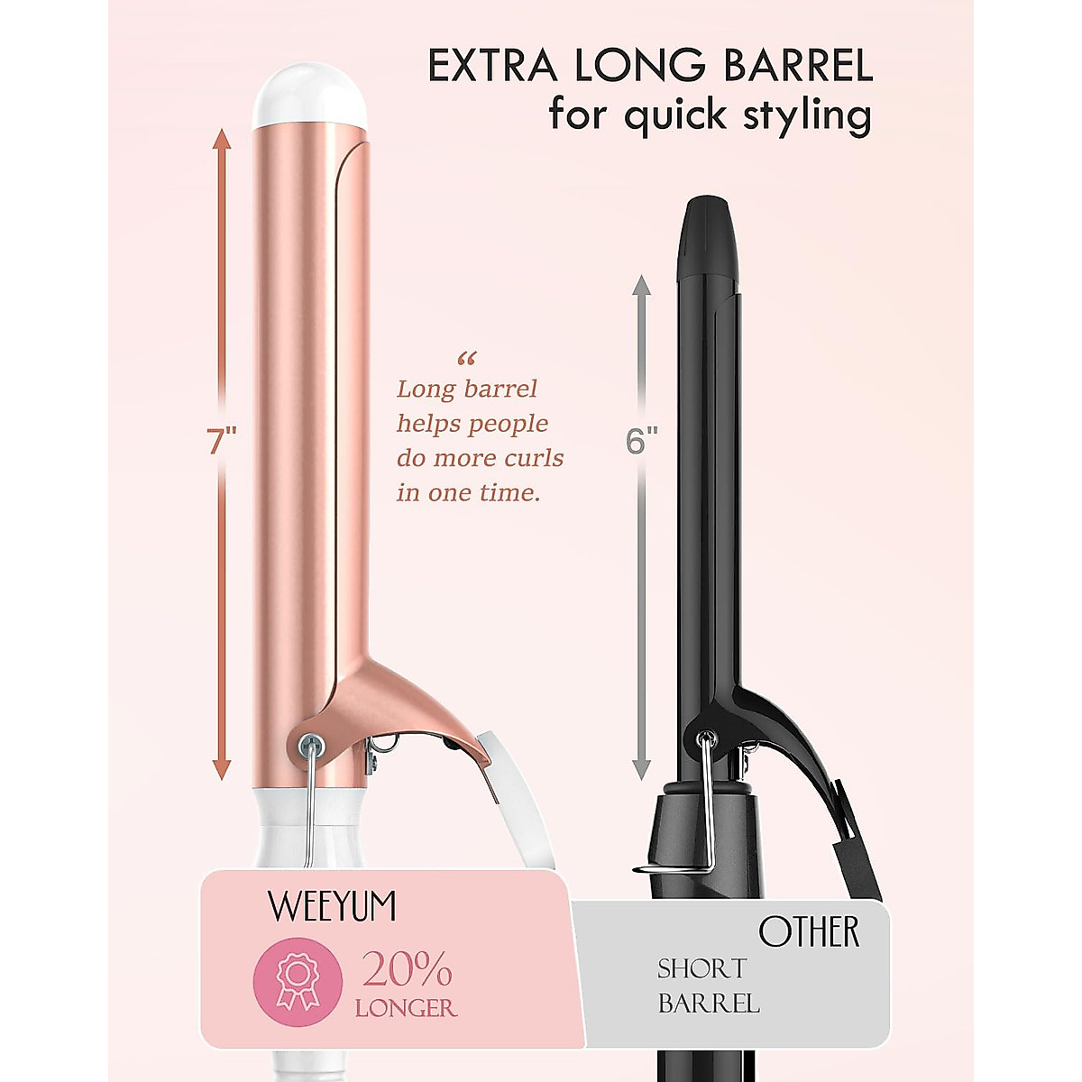 WEEYUM 1 1/4 Inch Curling Iron, Large Barrel Curling Wand for Hair, Ceramic Tourmaline Hair Curling Iron Double Voltage(100-240V)