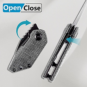 KANSEPT RIO Mini Pocket Folding Knives EDC Camping Folding Knife 1.56'' Black Stonewashed M390 Blade Pocket EDC Knife with Black Micarta Handle Everyday Carry K3044A3