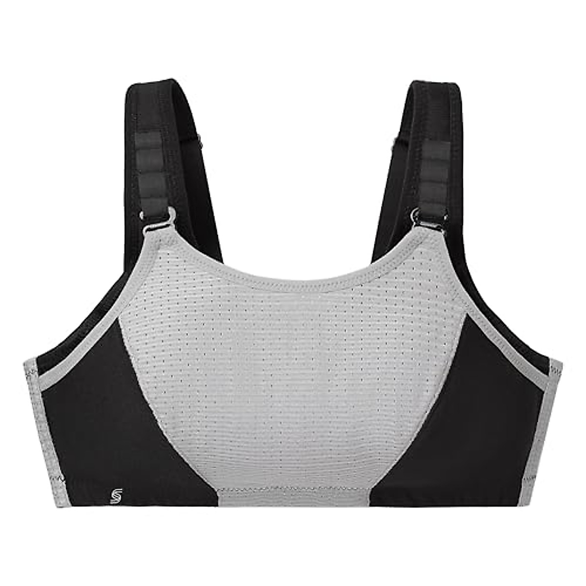 Full Figure Plus Size Custom Control Sports Bra Wirefree #1166 Black/Grey 46D