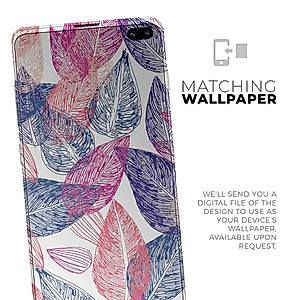 DesignSkinz Seamless Pink & Blue Color Leaves Protective Vinyl Decal Wrap Skin Cover Compatible with The Samsung Galaxy S20 (Screen Trim & Back Glass Skin)