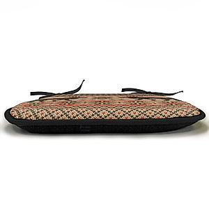 Lunarable Cabin Chair Cushion Pads Set of 4, Knitted Swatch Deers and Snowflakes Classical Country Plaid Digital, Anti-Slip Seat Padding for Kitchen & Patio, 16"x16", Brown Vermilion Ivory