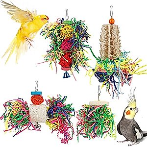 Bird Toys Bird Shredding Foraging Toys Parakeet Toy Chewing Hanging Toy Bird Shredded Paper Bird Cage Accessories Bird Rope Perch for Conure Cockatiel Budgies Lovebird Parrotlet (Without Rope Perch)