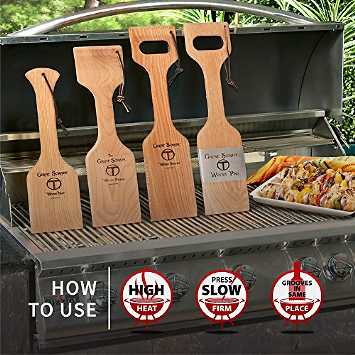 The Great Scrape The Woody Paddle New All Natural BBQ Grill Scraper