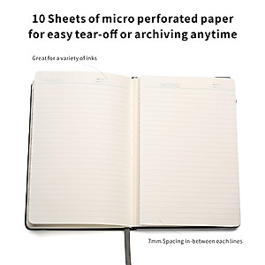 Deziliao Lined Journal Notebooks with Pen Loop, Hardcover Notebook Journal for Work, 100Gsm Premium Thick Paper with Inner Pocket, Medium 5.7"x8.4", （Black, Ruled）