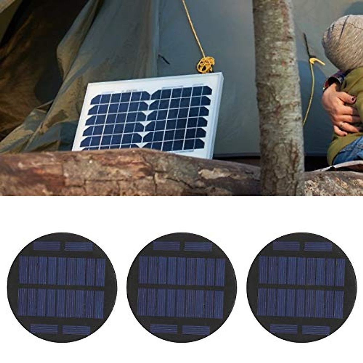 Solar Panel, 3Pcs Round Solar Panel Module, Upgraded Portable Solar Panel, Cell Power Module, Polysilicon DIY Industrial Supplies