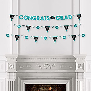 Big Dot of Happiness Teal Grad - Best is Yet to Come - Turquoise Graduation Party Letter Banner Decoration - 36 Banner Cutouts and Congrats Grad Banner Letters
