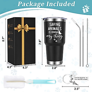 Lifecapido Vet Tech Gifts, Veterinarian Gifts, Saving Animals Is Kinda My Thing 30oz Tumbler with Veterinarian Keychain, Vet Tech Week Gifts Christmas Gifts for Veterinarian Technologists, Black