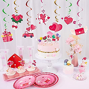 28 PCS Birthday Party Decorations Hanging Swirl - Pink Ceiling Spiral Ornaments for Girl Princess Party Wedding Anniversary, Gender Reveal Party Baby Shower Wall Door Windows Decor Classroom Supplies