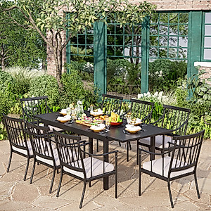 PHI VILLA Swivel Chairs Set of 2 Patio Dining Rocker Chair with Cushion Rocking Patio Furniture for Garden Backyard Bistro, Beige