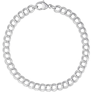 Rembrandt Charms 7" Petite Double Link Dapped Curb Classic Charm Bracelet, Sterling Silver