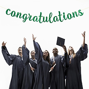 Maicaiffe Congratulations Banner - Graduation Party Supplies - Birthday Retirement Wedding Engagement Marriage Anniversary Banner Decor Green Glitter