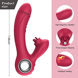 Rabbit Vibrators Women Sex Toys,G Spot Vibrators Anal Dildo Vibrator Sex Toy for Woman Realistic Dildos with 5 Flapping & 10 Vibration modes,Heated Rechargeable Adult Sex Toys & Games