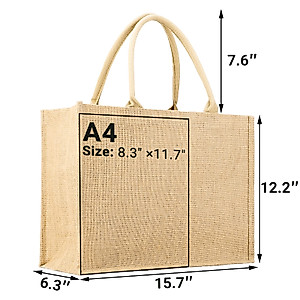 Offiper Burlap Bags with Handles, 6 Pack Large Jute Bags With Zipper Pocket, Grocery shopping Bag, Welcome Bag for Bridesmaid, Blank Tote for Beach Trip Bachelorette Party Wedding DIY Work Daily Use