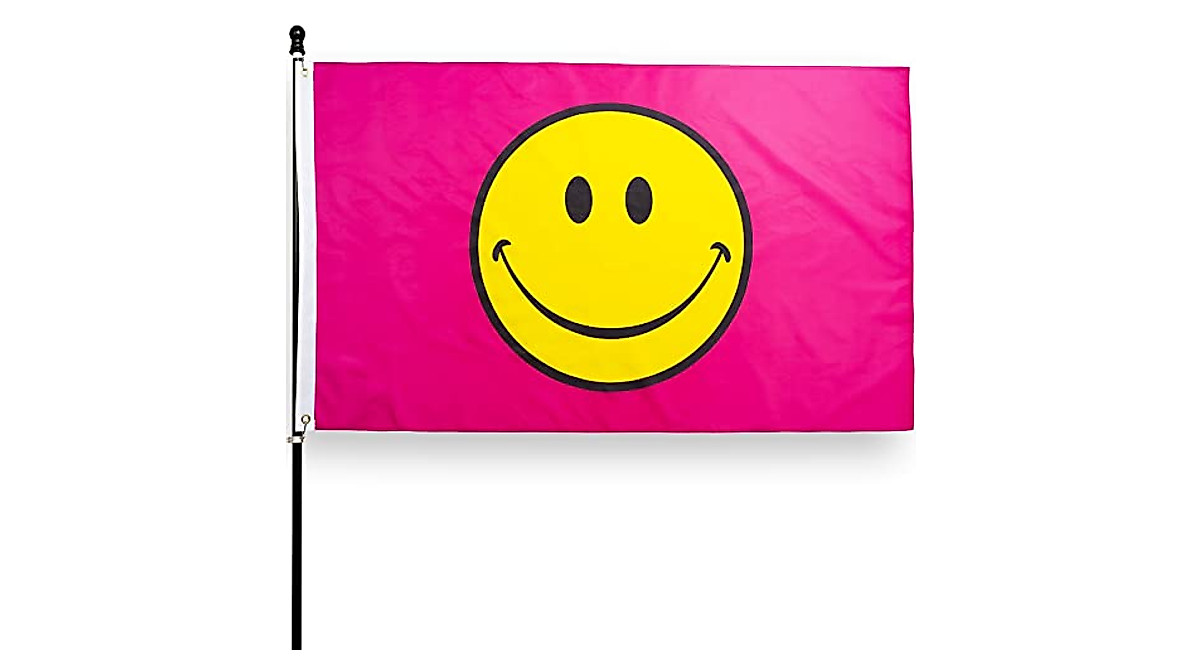 DANF 3x5 FT Pink Happy Face Flag Smile Flags Banner with Two Brass ...