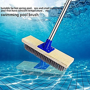 YCUTE Deck Brush, Stainless Steel Wire with Long Handle 43", Perfect for Algae, Tough Stains on Concrete, Swimming Pool, Walkways and Patio