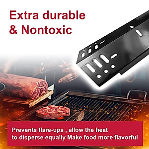 7002411 7002412 Grill Heat Plate Replacement for Dyna-Glo 5 Burner DGH485CRP, DGH474CRP, Heat Plates for Dyna-Glo 4 Burner DGH450CRP Grill, Porcelain Steel Heat Plate, 5 Pack (Porcelain Black-5Pack)