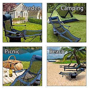 Seatopia Camping Recliner Camping Lounge Chair, Backpacking Folding Chair with Headrest, Footrest and Storage Bag for Outdoor Camping, Beach, BBQ, 330lbs Weight Capacity